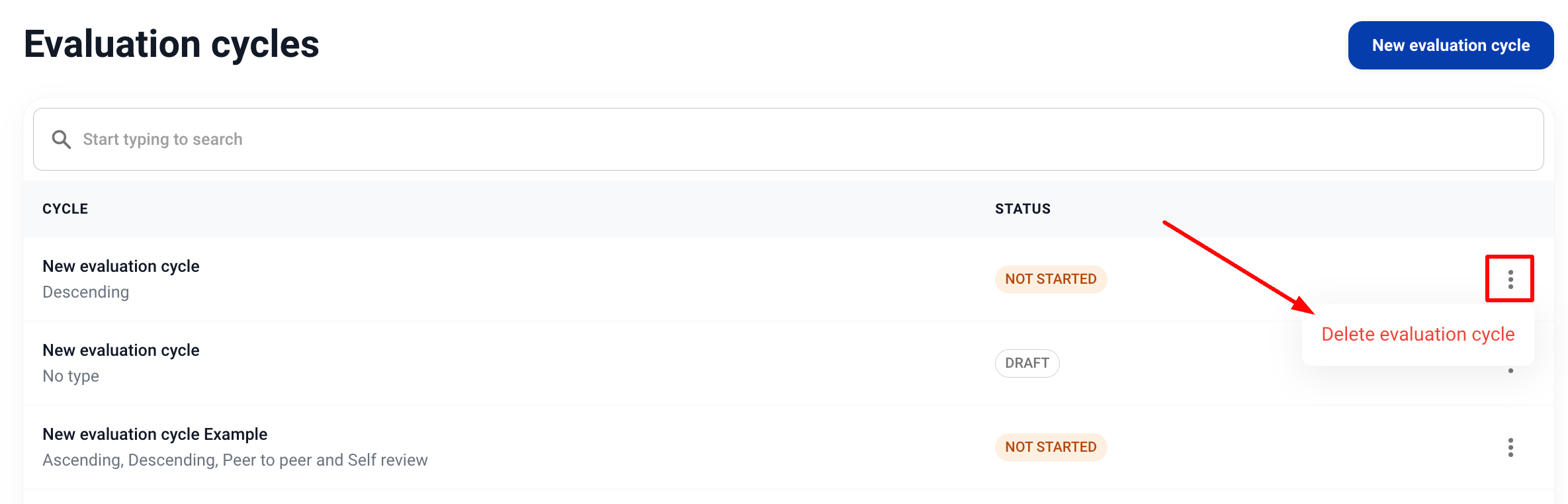 How do I delete an evaluation cycle? – Help Center