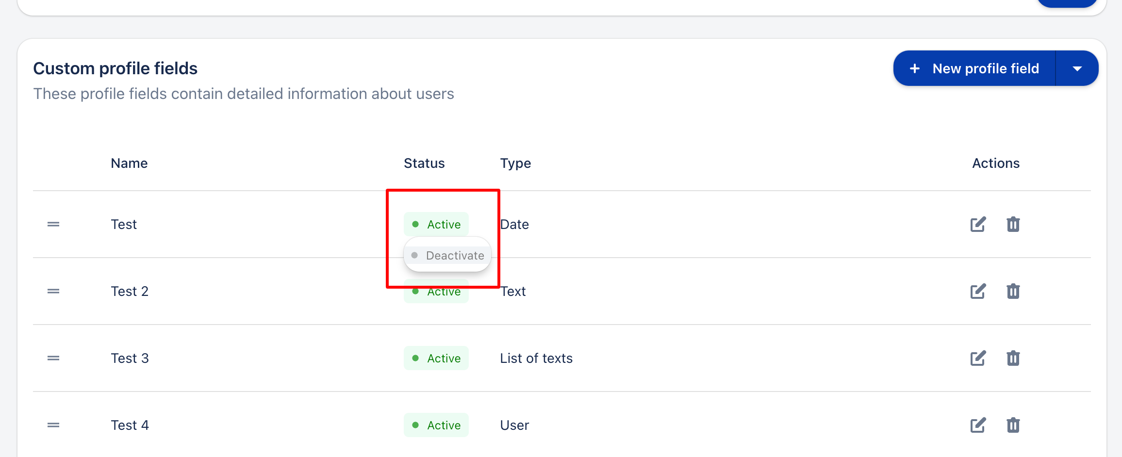 How do I activate or deactivate a custom profile field? – Help Center