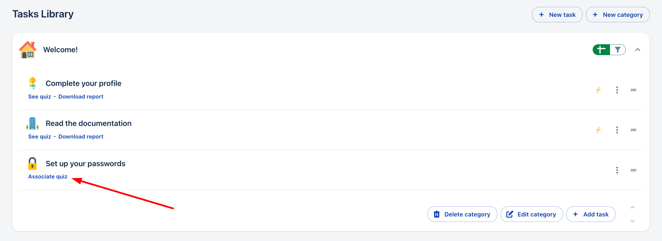 How do I associate a quiz to a task? – Help Center