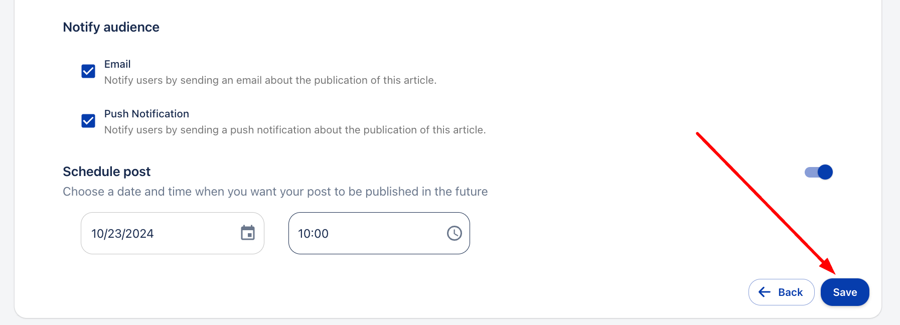 How do I schedule a post in the Magazine module? – Help Center